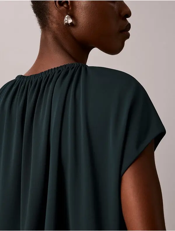 Calvin Klein Matte Jersey Shirred Neck Top