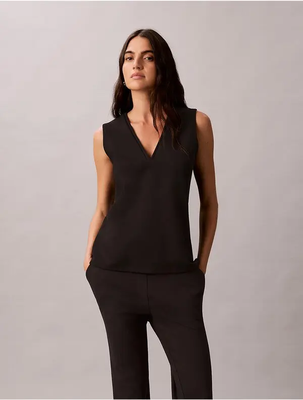 Calvin Klein High Twist Compression V-neck Shell - Black