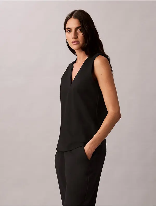 Calvin Klein High Twist Compression V-neck Shell - Black