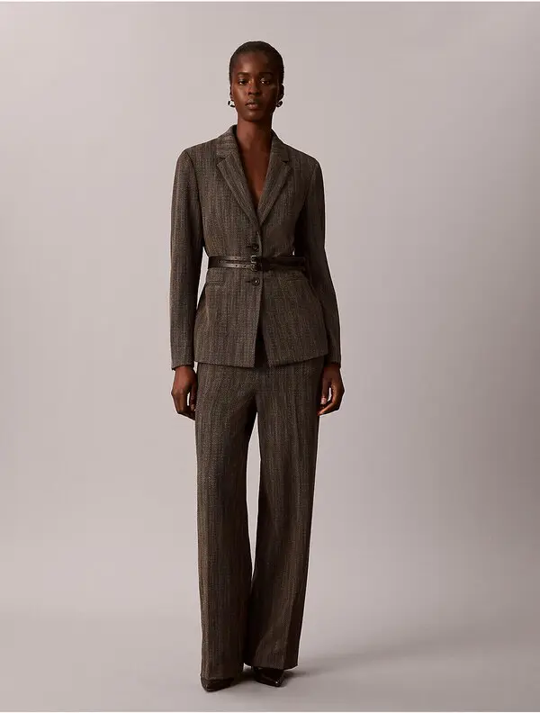 Calvin Klein Herringbone Pull-on Wide Leg Pants