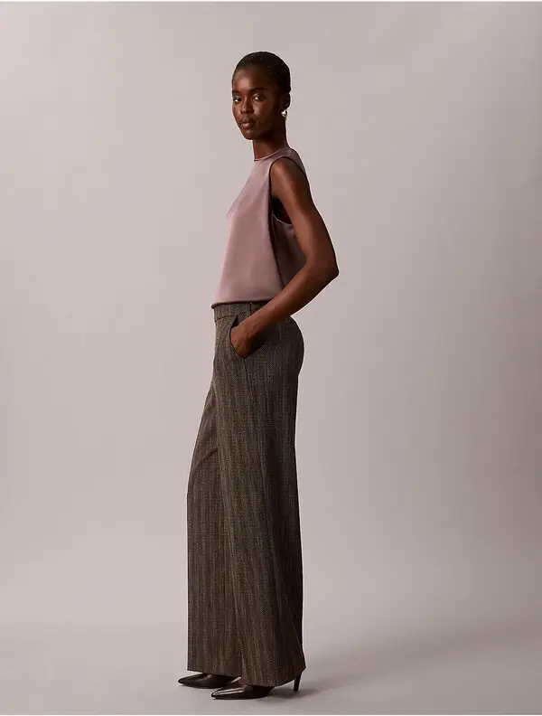 Calvin Klein Herringbone Pull-on Wide Leg Pants