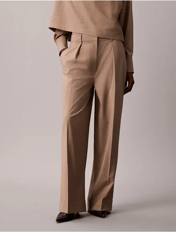 Calvin Klein Stretch Cuffed Wide Leg Pants