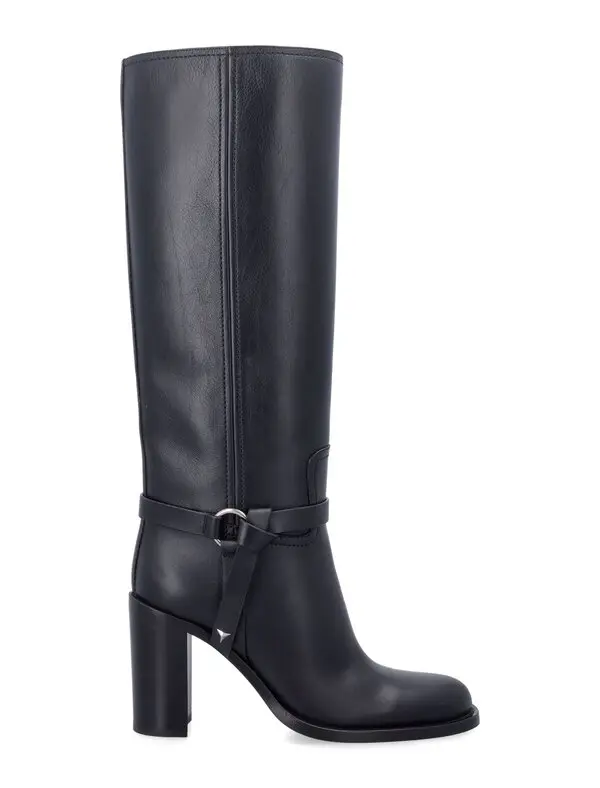 Fendi Leather Knee-high Boots With Block Heel - Nero