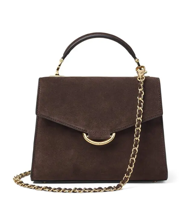ASPINAL OF LONDON Suede Annabelle Midi Top-handle Bag - Brown