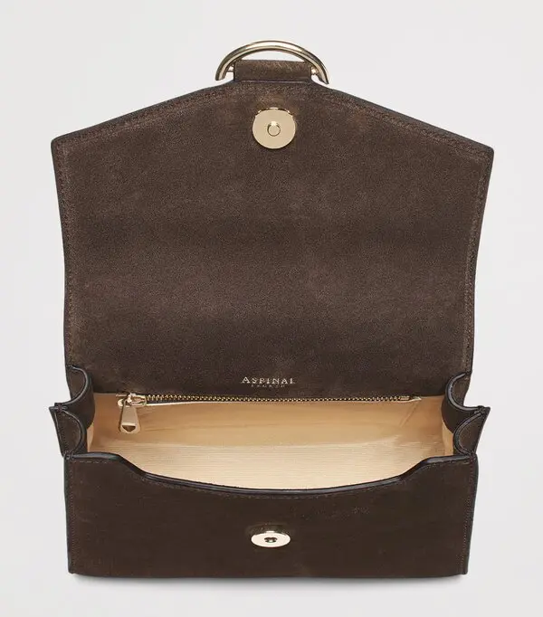 ASPINAL OF LONDON Suede Annabelle Midi Top-handle Bag