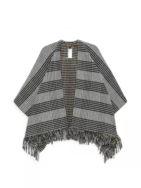 Woolrich Check-pattern Fringed Poncho