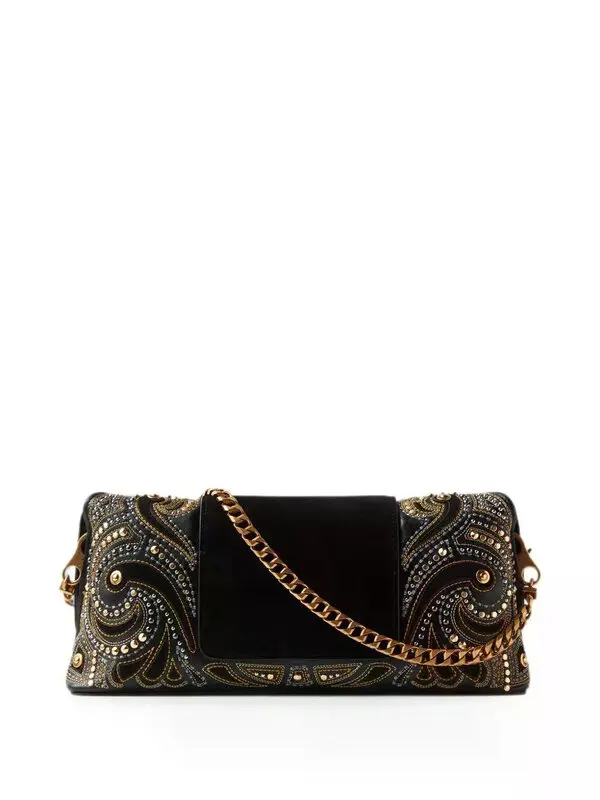 Versace Vivian Embellished Suede Clutch