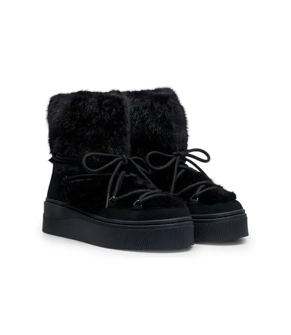 Hugo Platform Boots With Faux-fur Uppers