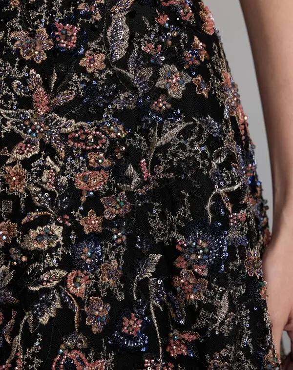 MAC DUGGAL COLLECTION Strapless Floral Embroidered A-line Gown