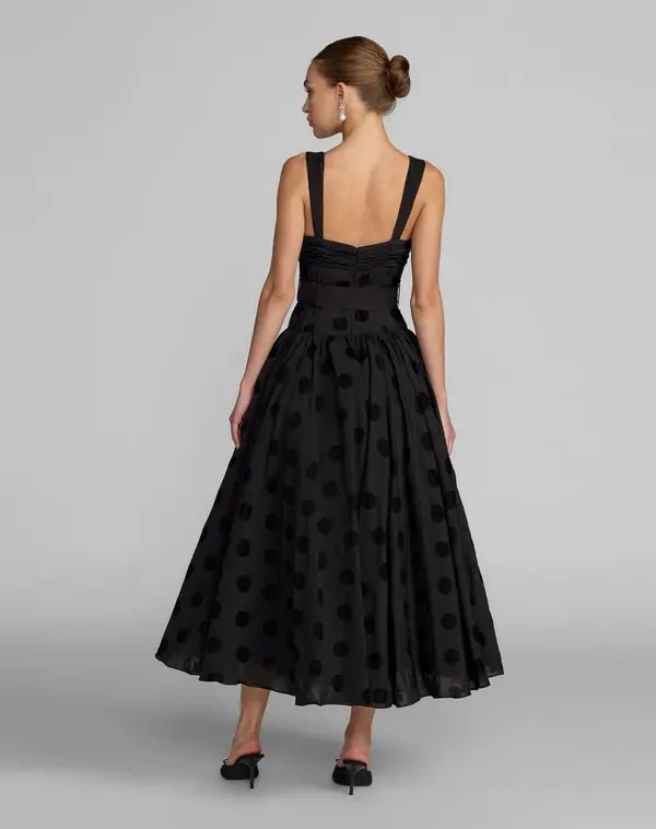 Mac Duggal Polka Dot Belted Midi Dress