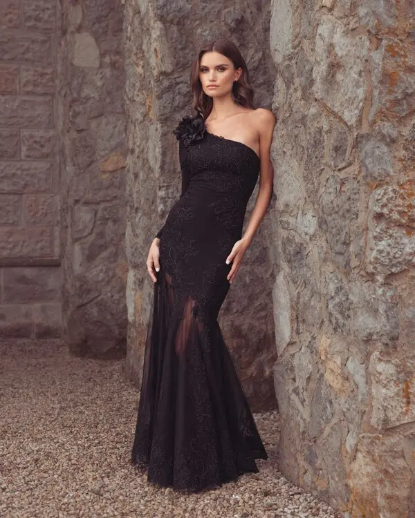 Mac Duggal 3d Floral One Shoulder Mermaid Gown