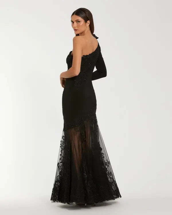 Mac Duggal 3d Floral One Shoulder Mermaid Gown
