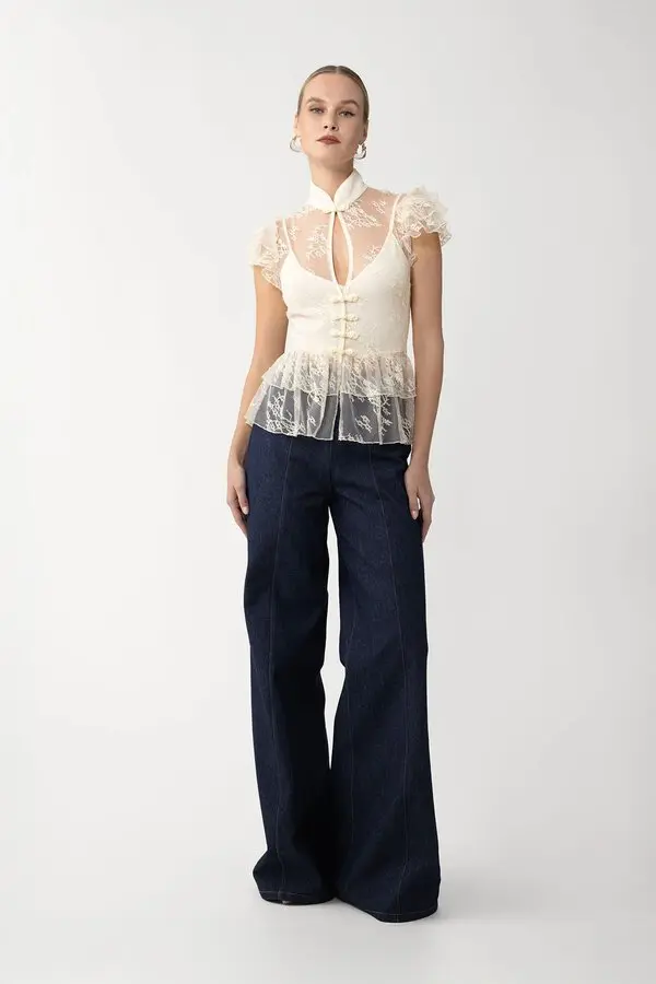 SAU LEE Roux Lace Top
