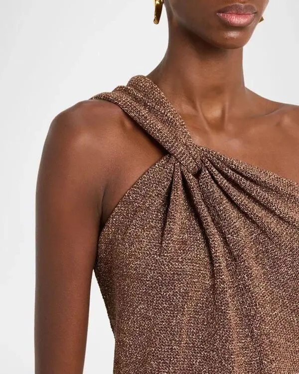 A.L.C. Mimi Metallic Asymmetric Midi Dress