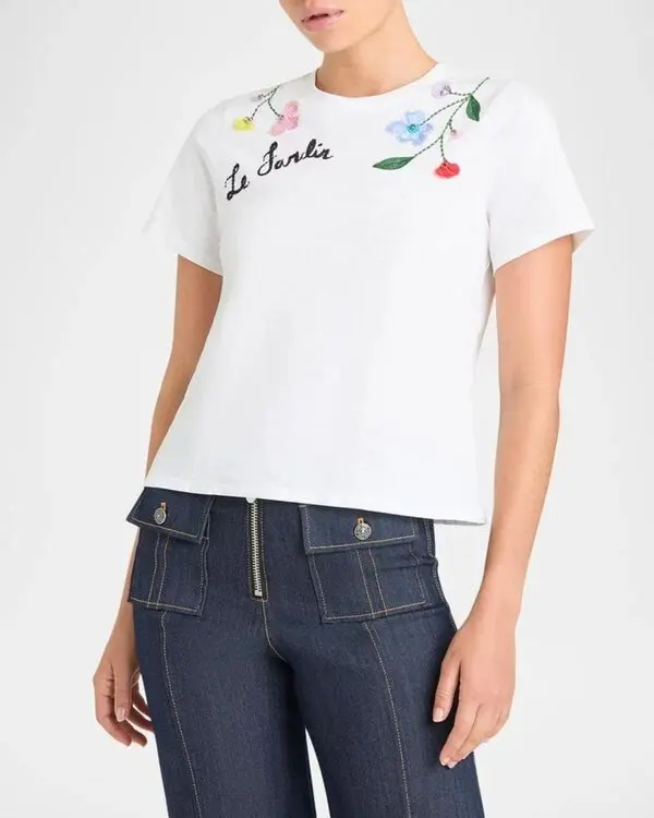 Cinq À Sept Floral Vine Shrunken Tee