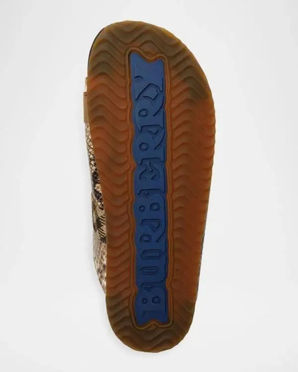 Burberry Urchin Python-printed Leather Dual Buckle Slide Sandals