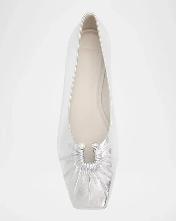 Vince Dany Ruched Leather Ballet Flats