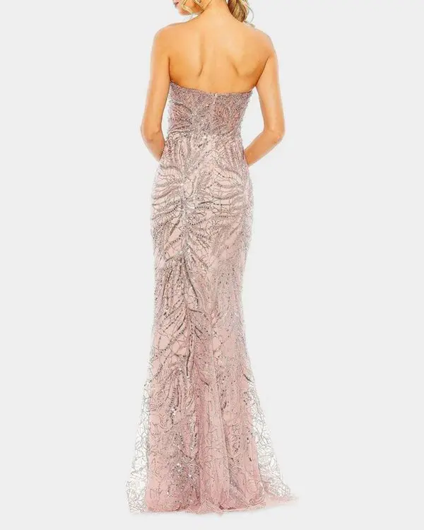 Mac Duggal Bead & Sequin Strapless Column Gown