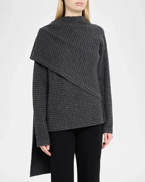Vince Draped-scarf Houndstooth Sweater