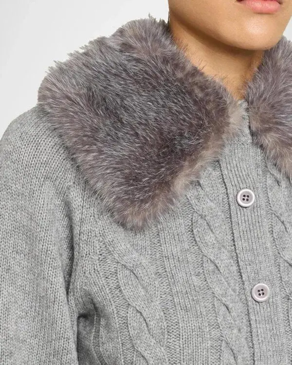 TOCCIN Rita Cable-knit Cardigan With Removable Collar - Storm