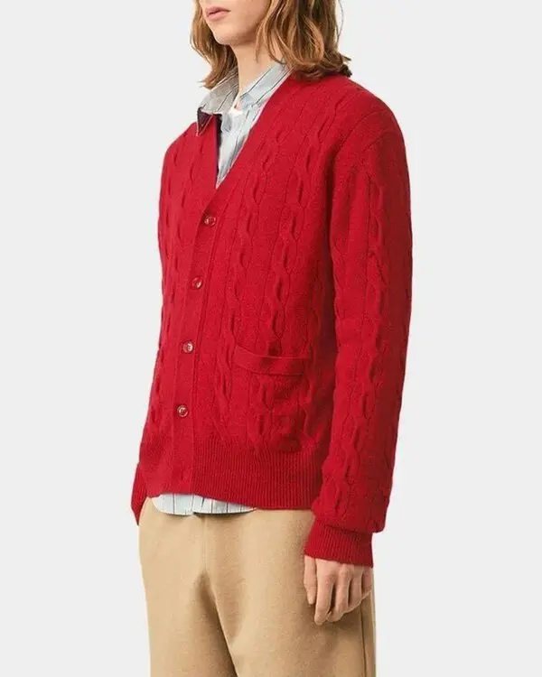 AMI Paris Cable-knit Wool Cardigan