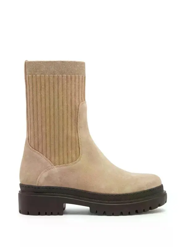 Peserico Ribbed-knit Panelled Ankle Boots