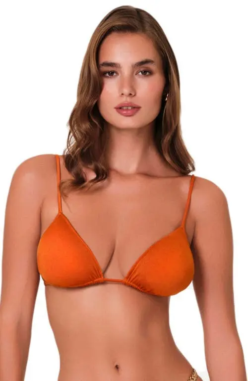 CHERINA  BEACHWEAR Cherina Beachwear Lilly Triangle Bikini Gold Clasp Top - Orange