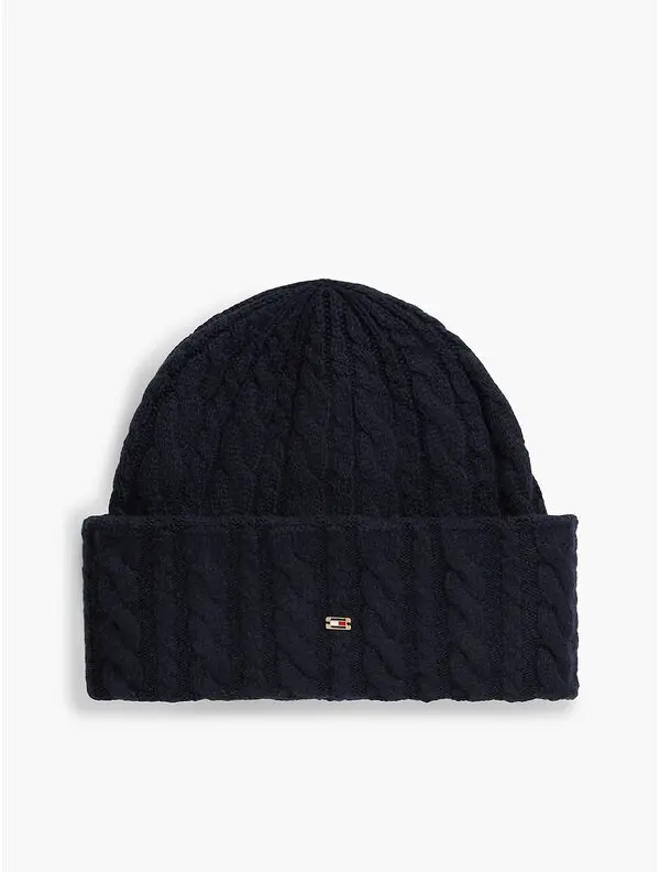Tommy Hilfiger Lightweight Cable Knit Beanie - Space Blue