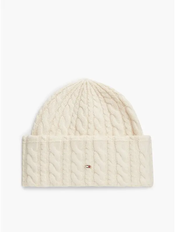 Tommy Hilfiger Lightweight Cable Knit Beanie - Sugarcane