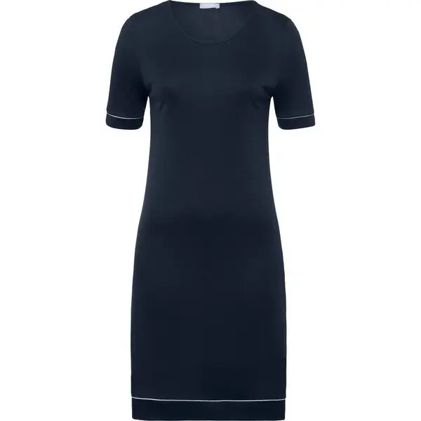 Hanro Natural Comfort Tencel Round Neck Nightgown - Deep Navy
