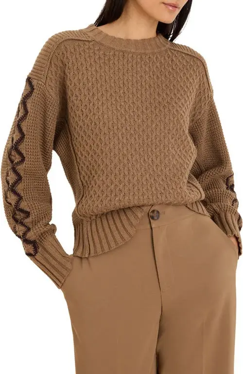 NIC+ZOE Criss Cross Sweater - Hazelnut