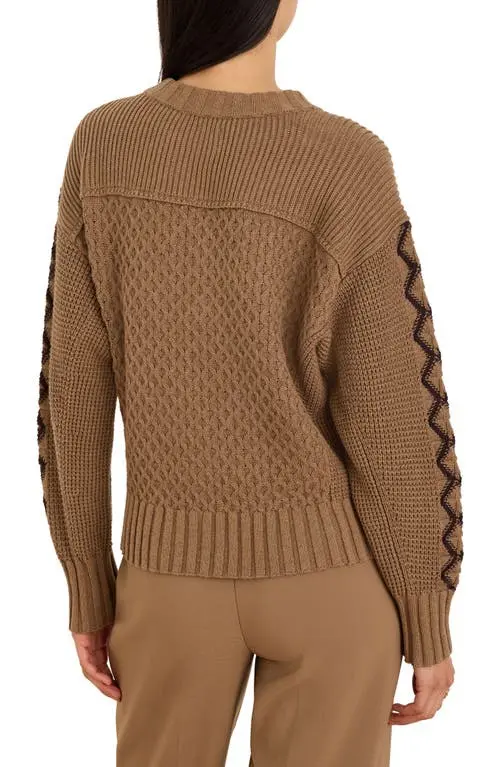 NIC+ZOE Criss Cross Sweater - Hazelnut