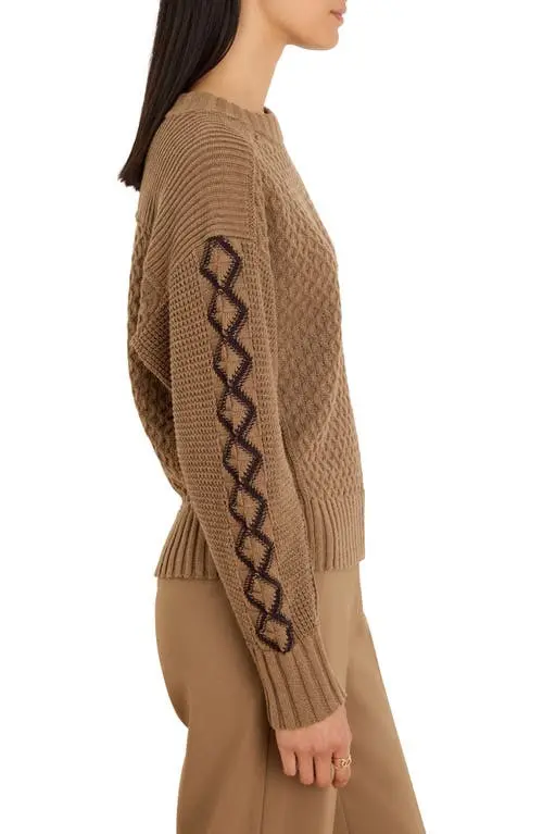 NIC+ZOE Criss Cross Sweater - Hazelnut