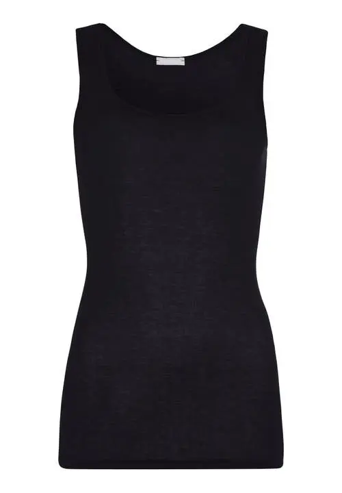 Hanro Ultralight Round Neck Cotton Tank Top - Black