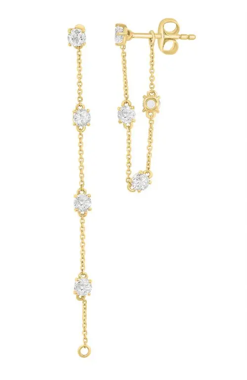 EFFY 14k Gold White Topaz Linear Drop Earrings - Yellow