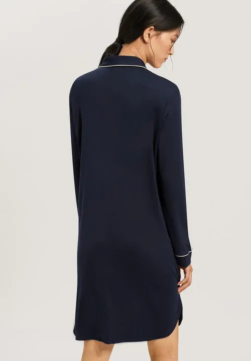 Hanro Natural Comfort Tencel Button Front Sleep Shirt - Deep Navy