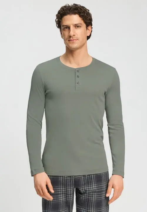 Hanro Cozy Comfort Cotton Henley Shirt