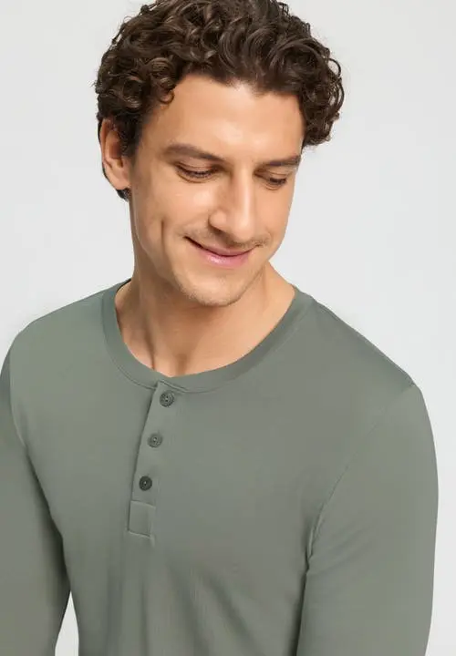 Hanro Cozy Comfort Cotton Henley Shirt