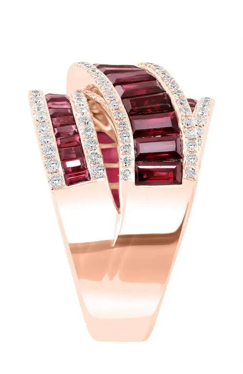 EFFY Natural Ruby Multi-row Ring In 14k Rose Gold