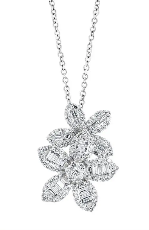 EFFY Diamond Floral Pendant Necklace - White