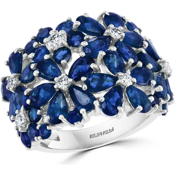 EFFY Sapphire Cluster Ring In 14k White Gold