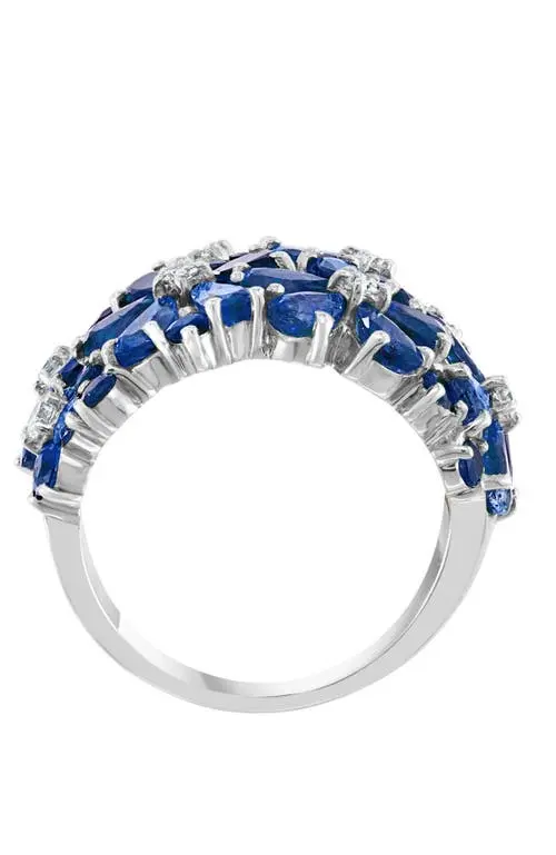 EFFY Sapphire Cluster Ring In 14k White Gold