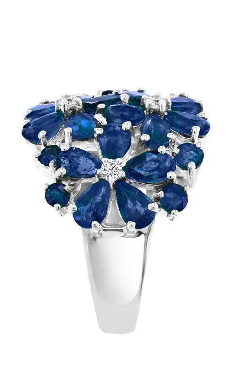EFFY Sapphire Cluster Ring In 14k White Gold