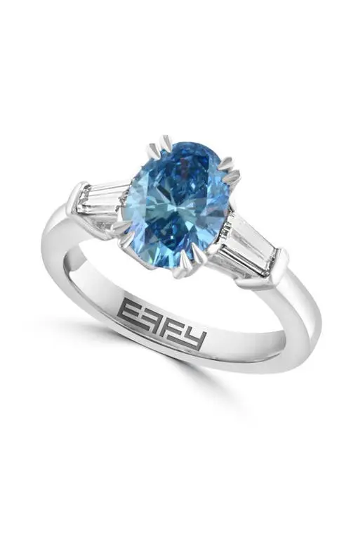 EFFY White Lab-grown Diamond Ring In 14k White Gold - Blue