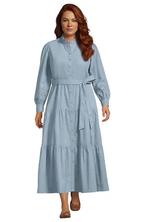 LANDS' END Corduroy Tiered Dress - Sky