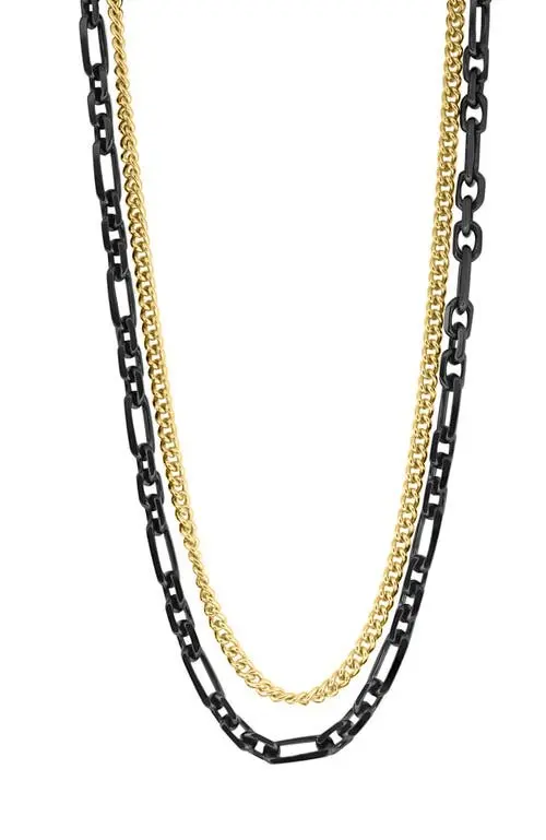 EFFY Two-tone Mixed Chain Layered Necklace In Sterling Silver - Black