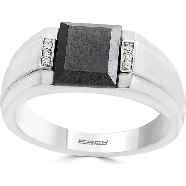 EFFY Diamond & Hematite Signet Ring In Sterling Silver