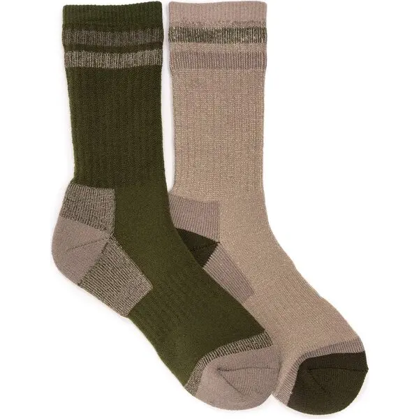 MUK LUKS Heat Retainer Hiking Socks 2 Pair Pack - Moss/fawn
