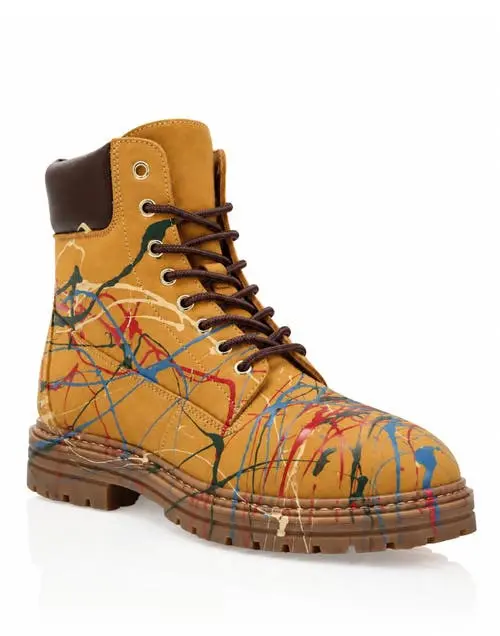 Philipp Plein Nubuck Boots Dripping Skull - Neutrals
