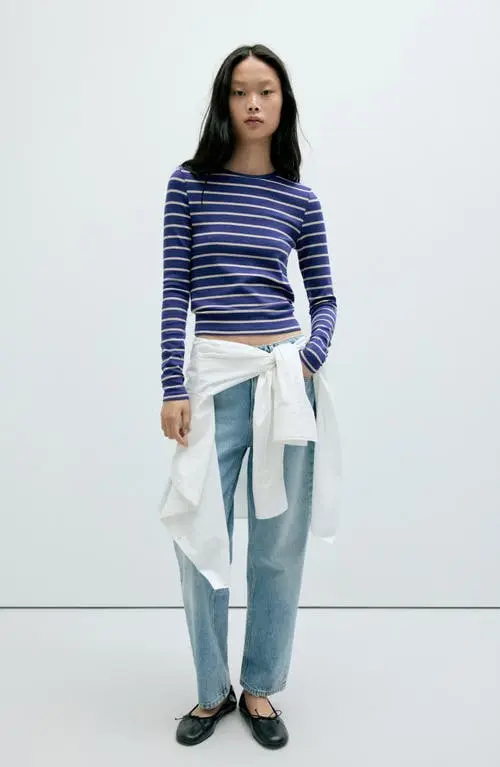 Mango Stripe Long Sleeve Jersey T-shirt - Blue